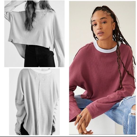 Free People | Tops | Freepeople Jayson Ringer Thermal Long Sleeve In ...